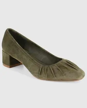 Splendid Jade Suede Block Heel Pump - Olive