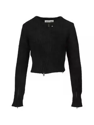 POST ARCHIVE FACTION Ribbed-knit Zip-up Sweater - Black