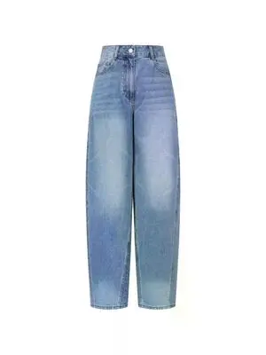 STUDIO TOMBOY Fringe-trim Tapered Jeans - Blue
