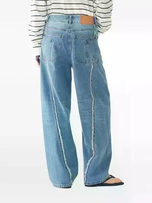 STUDIO TOMBOY Fringe-trim Tapered Jeans - Blue
