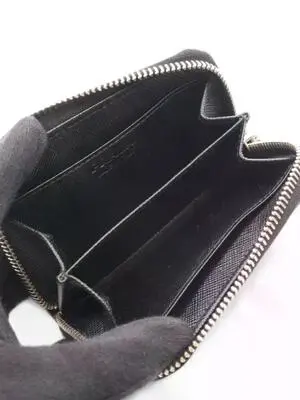 Prada 2010s Triangle Logo Saffiano Leather Coin Purse - Black