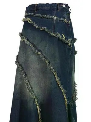 VIVAMUS Long Frayed Tiered Skirt