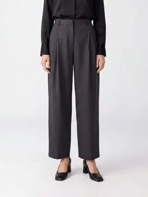 Max Mara High-waisted Wool Wide-leg Tailored Trousers - Gray