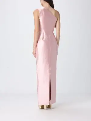 Solace London One-shoulder Satin Long Gown With Back Slit