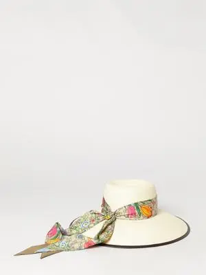 Gucci Raffia Panama Hat With Floral Silk Twill Band