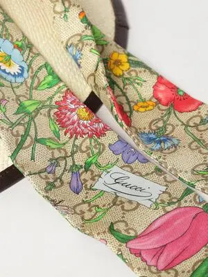 Gucci Raffia Panama Hat With Floral Silk Twill Band