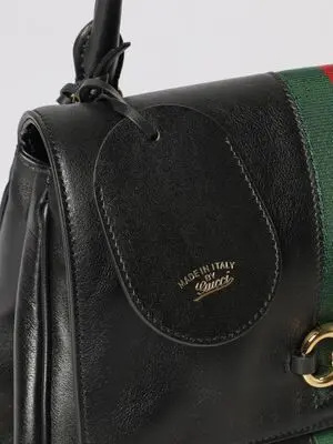 Gucci Paparazzo Leather Top Handle Bag With Web And Horsebit - Black
