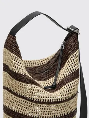 Loewe Loop Striped Crochet Raffia Crossbody Bag