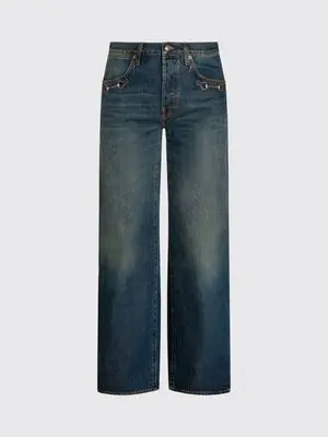Gucci Cotton Denim Wide Leg Jeans With Horsebit