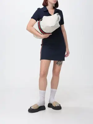 Gucci Web Detail Cotton Jersey Polo Mini Dress