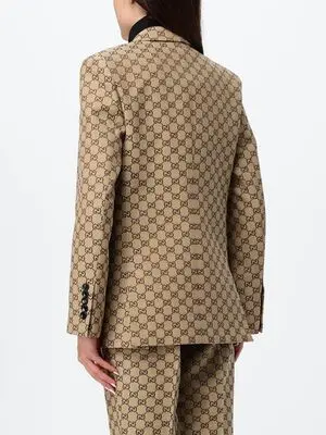 Gucci Single-breasted Slim Fit Blazer In Cotton-blend With Gg Monogram