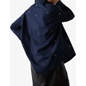 Whistles Long-sleeved Embellished Cotton-poplin Shirt