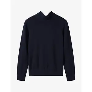 Whistles Tie-neck Knitted Cotton-blend Jumper - Navy