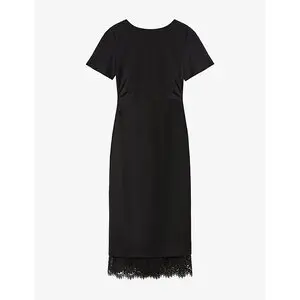 Whistles Ponte Lace-trim Crepe Midi Dress
