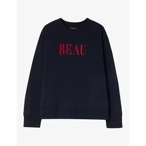 Whistles Beau Logo-embroidered Cotton Sweatshirt - Navy