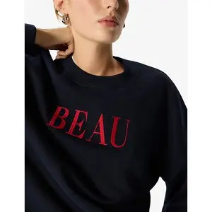 Whistles Beau Logo-embroidered Cotton Sweatshirt