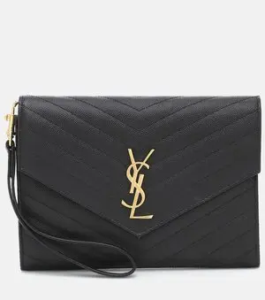 Saint Laurent Cassandre Matelassé Leather Clutch - Black