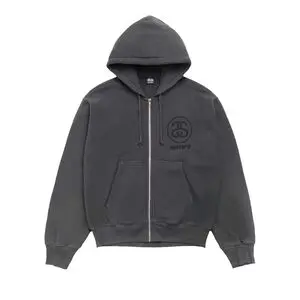 StÜssy Link Sport Zip Hoodie Garment Dyed 'faded - Black