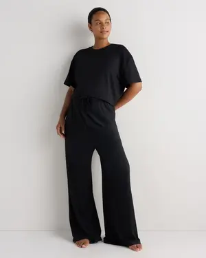 Quince Smooth Stretch Maternity Wide Leg Lounge Pants - Bold Black