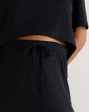 Quince Smooth Stretch Maternity Wide Leg Lounge Pants - Bold Black