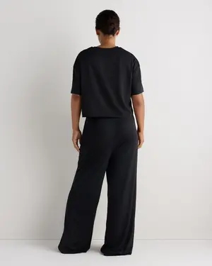 Quince Smooth Stretch Maternity Wide Leg Lounge Pants - Bold Black