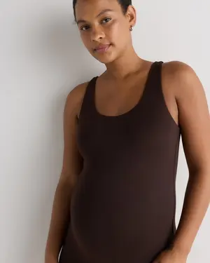 Quince Smooth Stretch Maternity Romper - Espresso