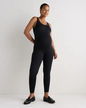 Quince Women's Smooth Stretch Maternity Jumpsuit Bold Black