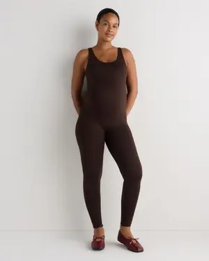 Quince Smooth Stretch Maternity Jumpsuit - Espresso