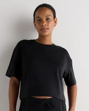 Quince Smooth Stretch Maternity Cropped Lounge T-shirt - Bold Black