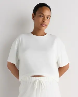 Quince Smooth Stretch Maternity Cropped Lounge T-shirt - Ivory