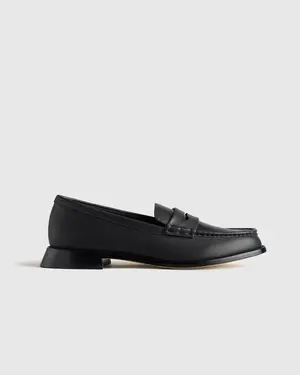 Quince Italian Leather Penny Loafer - Black
