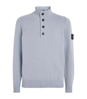 Stone Island Wool-blend Button-up Sweater - Grey