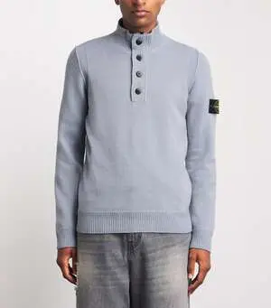 Stone Island Wool-blend Button-up Sweater - Grey