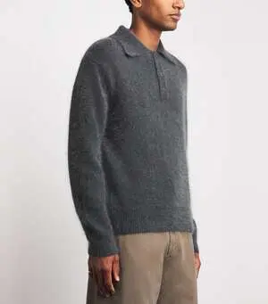 SYSTEM Wool Long-sleeve Polo Shirt