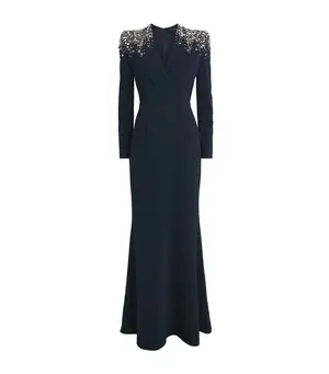 Jenny Packham Embellished Quicksilver Maxi Dress