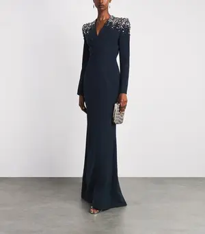 Jenny Packham Embellished Quicksilver Maxi Dress