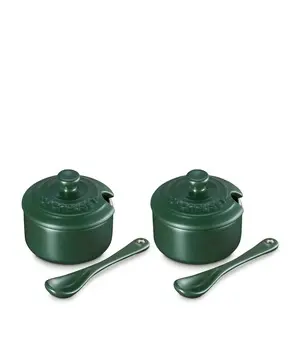 LE CREUSET Stoneware Serenity Condiment Pots With Spoons