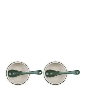 LE CREUSET Stoneware Serenity Condiment Pots With Spoons