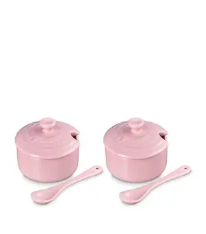 LE CREUSET Stoneware Serenity Condiment Pots With Spoons