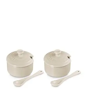 LE CREUSET Stoneware Serenity Condiment Pots With Spoons