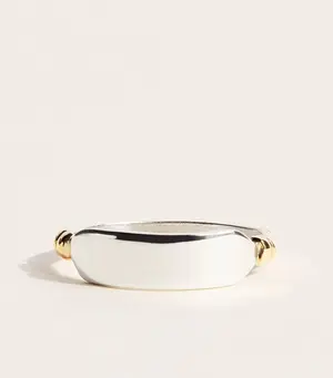 FYR Sterling And Yellow Gold Slim Plate Ring - Silver