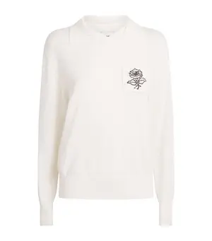 Claudie Pierlot Embroidered Flower Polo Sweater