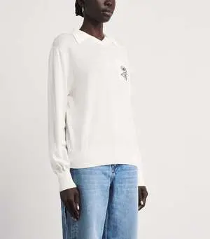 Claudie Pierlot Embroidered Flower Polo Sweater