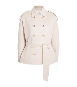Maje Wool-blend Double-face Belted Jacket