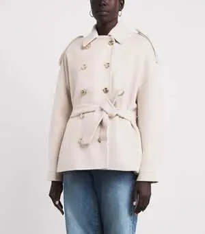 Maje Wool-blend Double-face Belted Jacket
