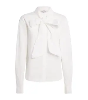 Maje Cotton Pussy Bow Shirt