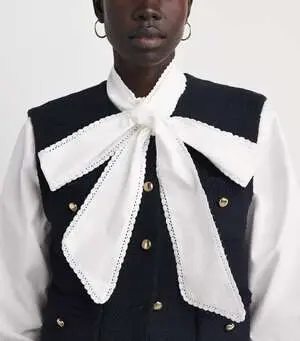 Maje Cotton Pussy Bow Shirt