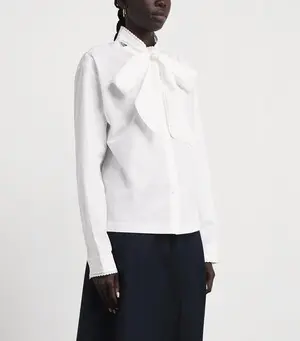 Maje Cotton Pussy Bow Shirt