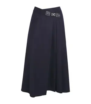 Maje Wool-blend Pleated Midi Skirt