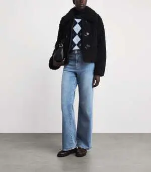 Maje Leather Buckle Wide-leg Jeans